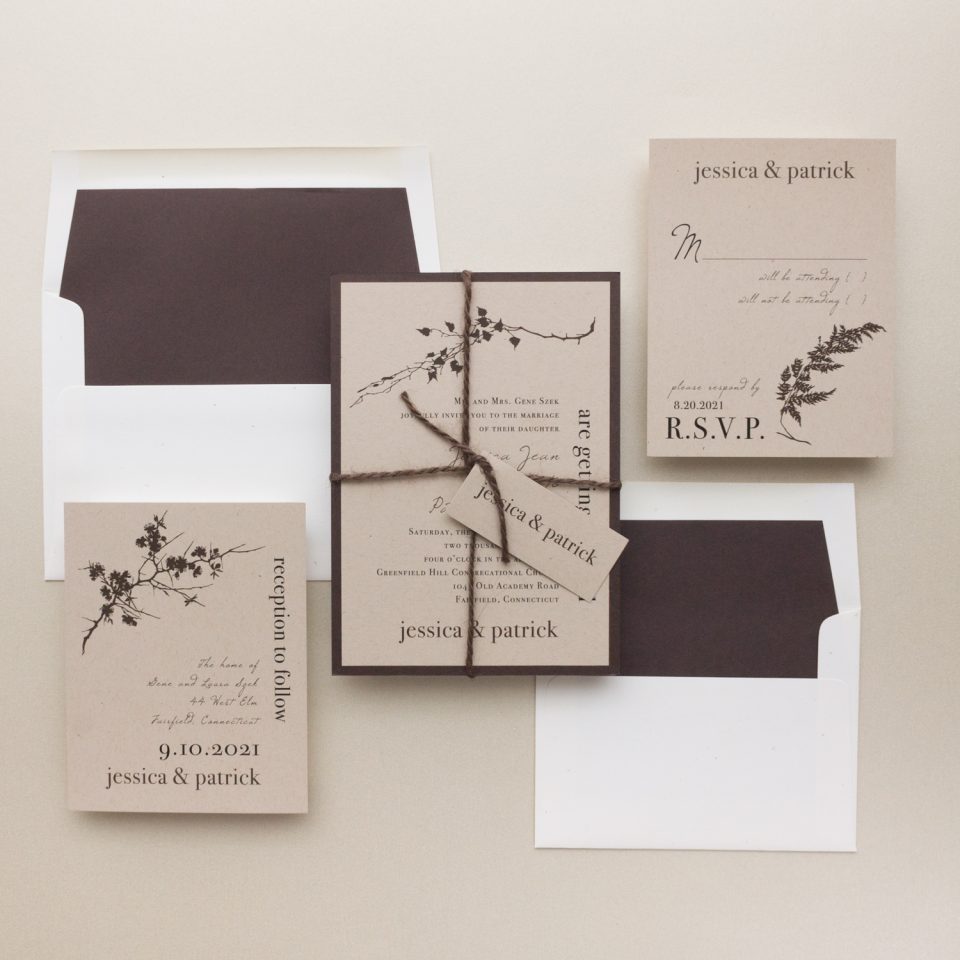 Brown Rustic Wedding Invitations | Taupe & Ivory | Beacon Lane