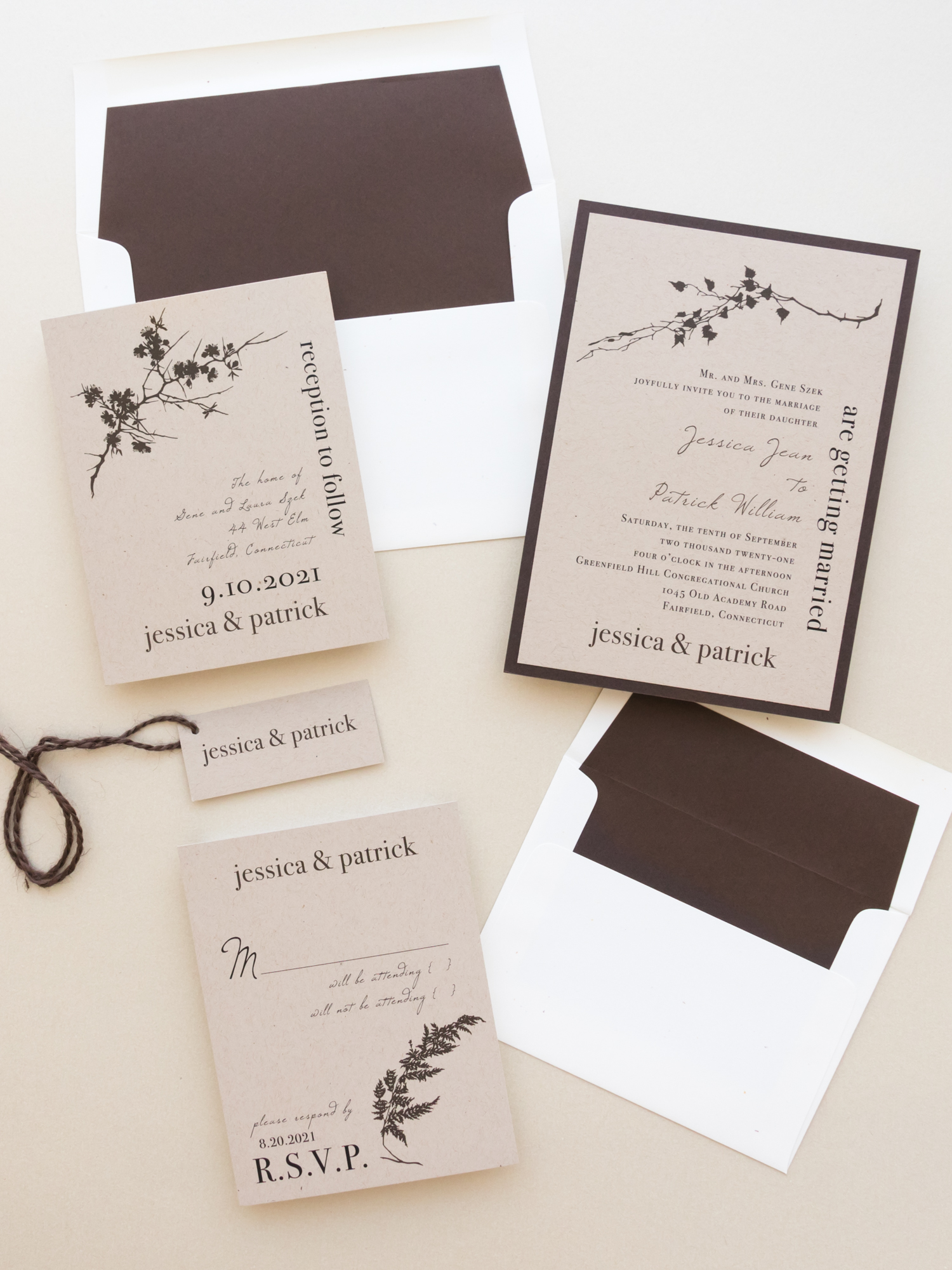 Rustic Magnolia Wedding Invitations | Brown & Ivory | Beacon Lane