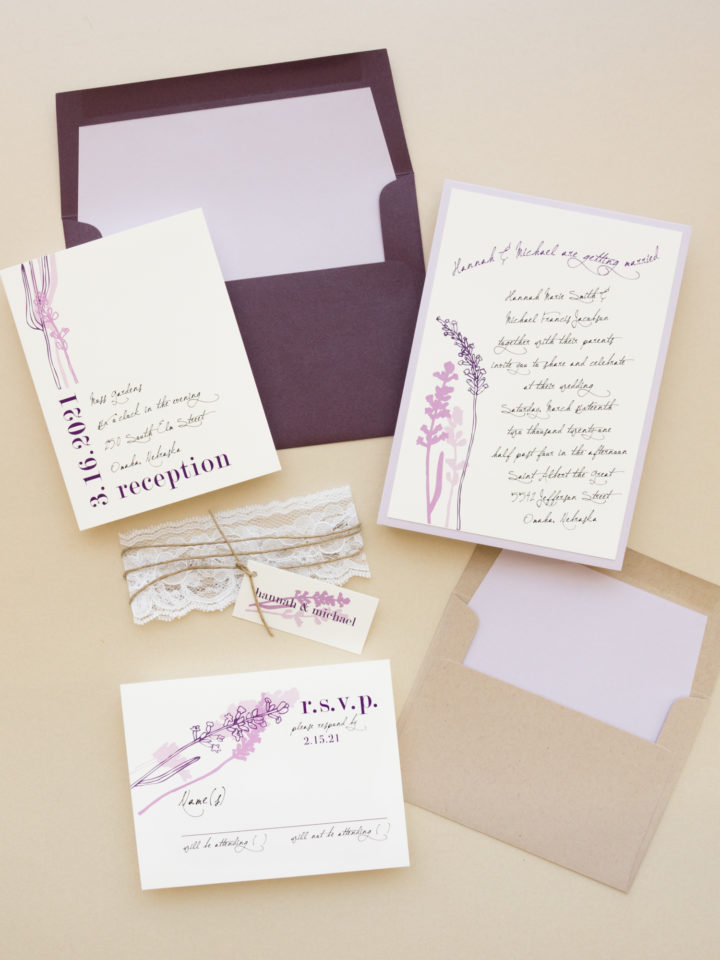Rustic Purple Wedding Invitations Vintage Lace | Beacon Lane