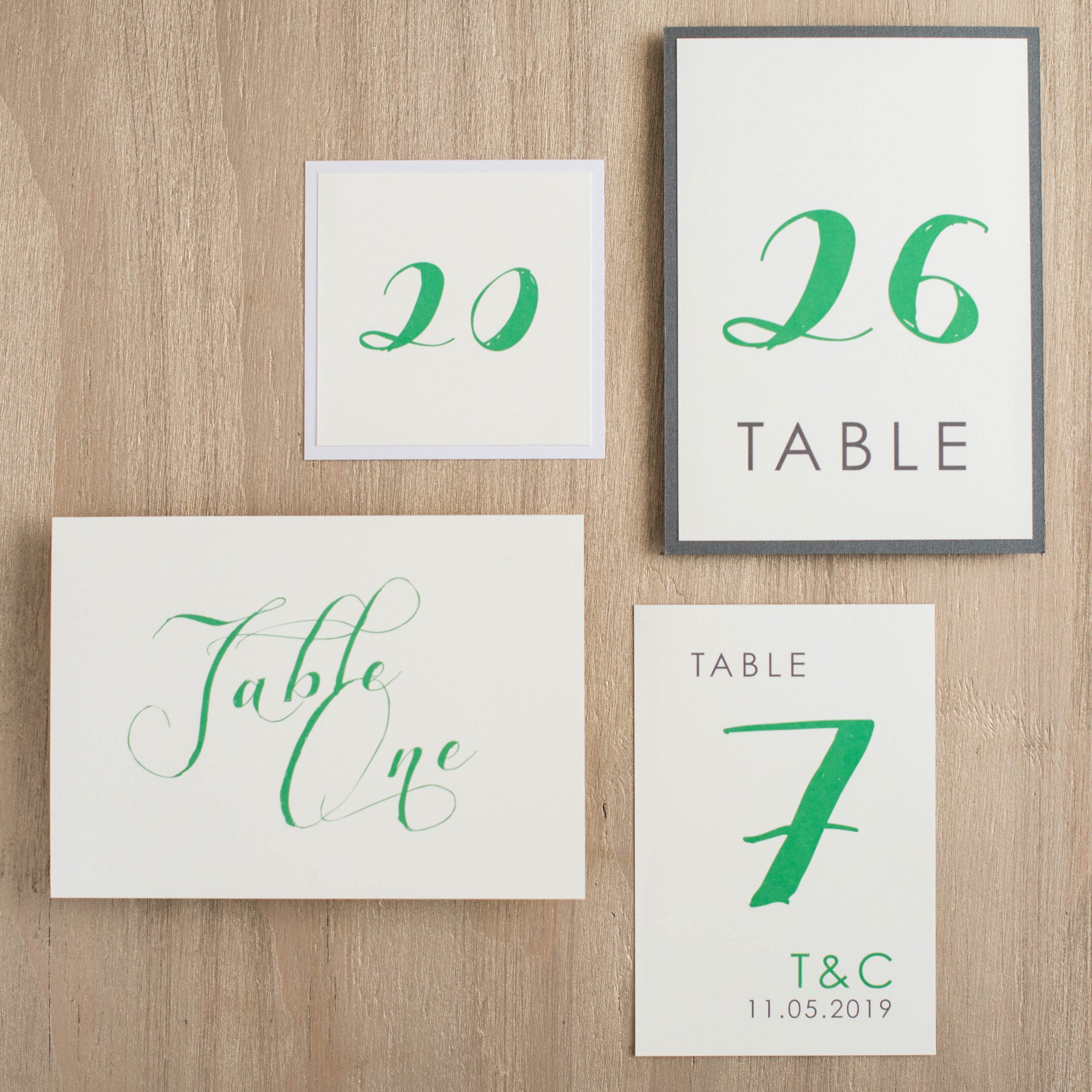 Mint Script Customizable Elegant Green Flat Table Numbers | Beacon Lane