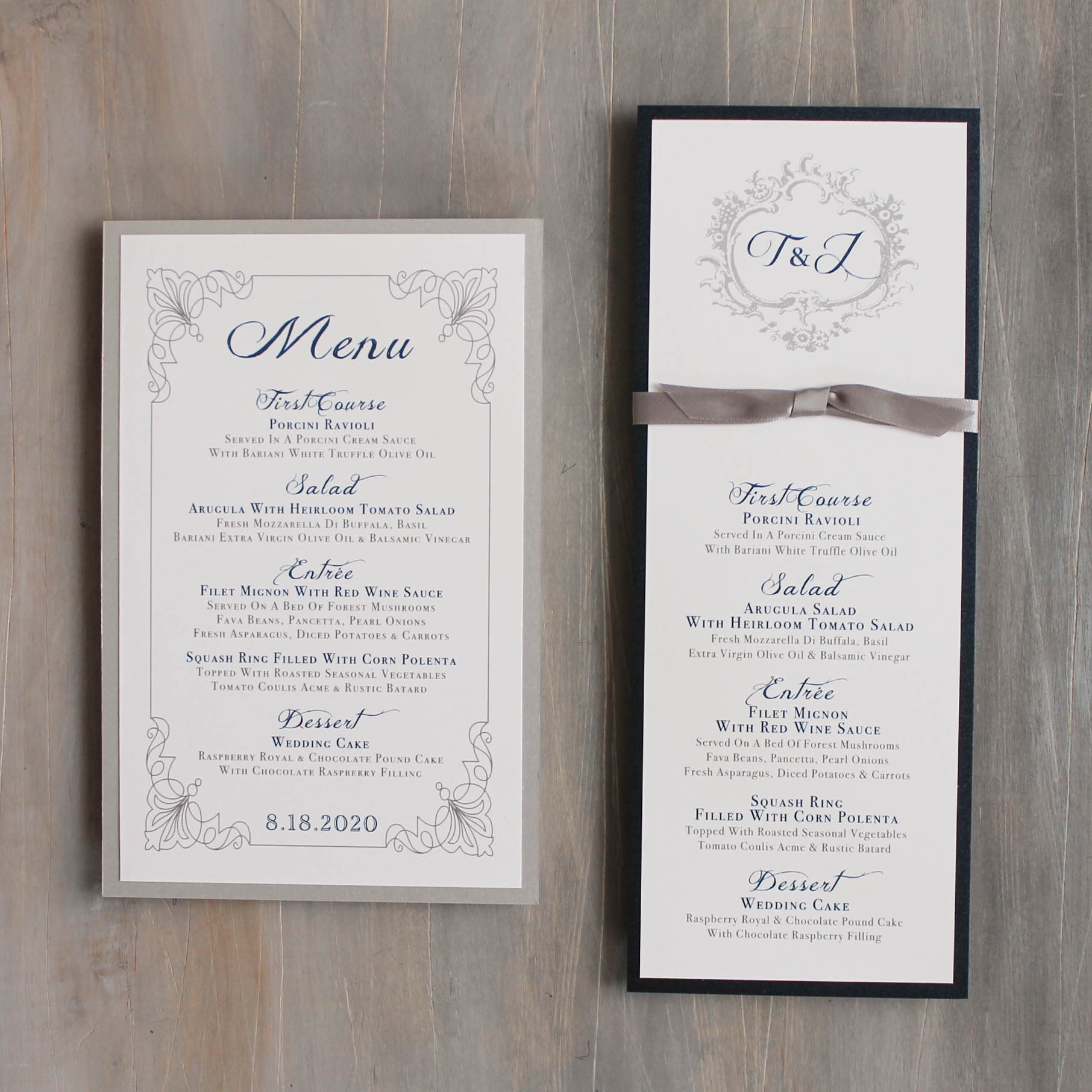 Horizon Blue Wedding Menus
