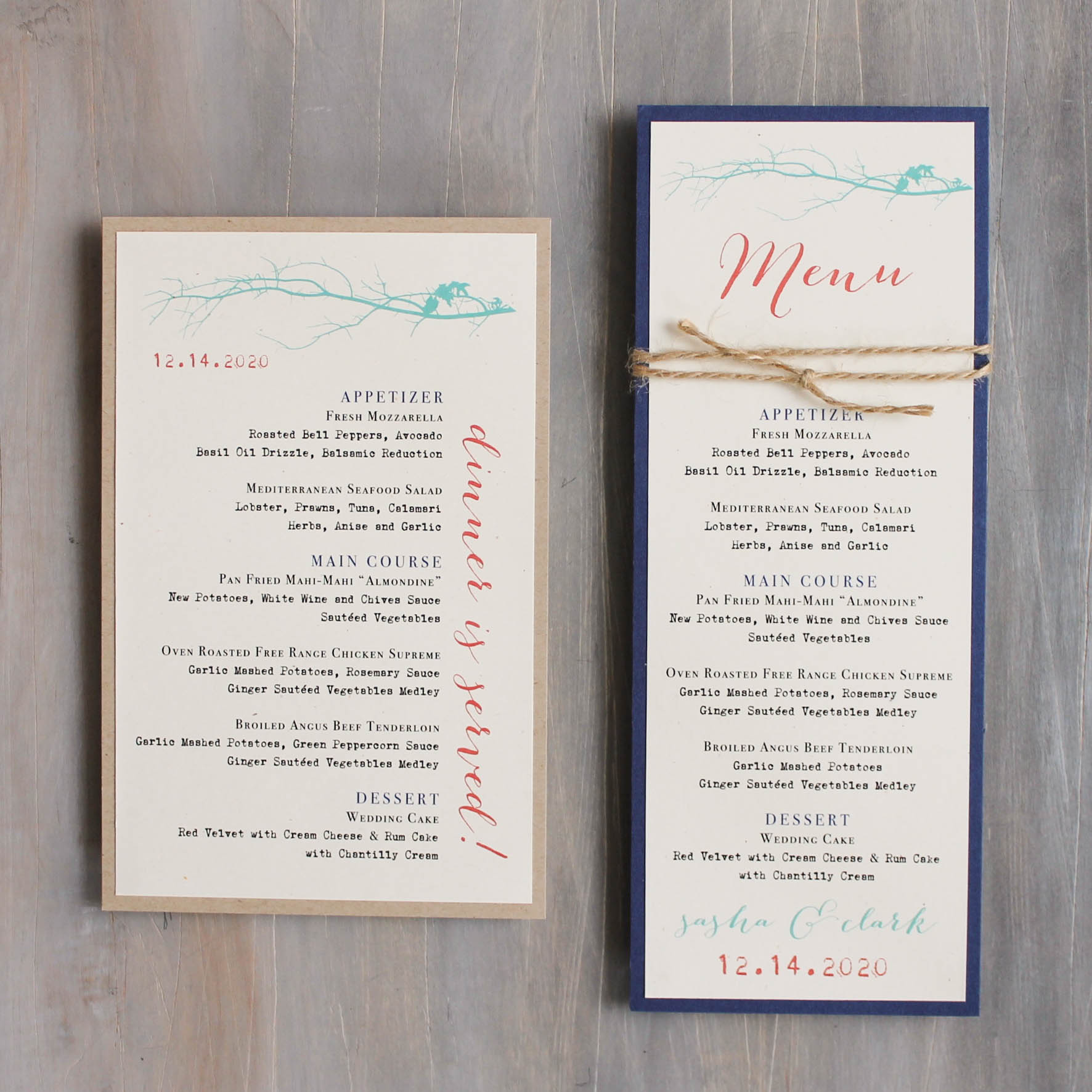 Ivory Twig Customizable Flat Rustic Wedding Menus | Beacon Lane