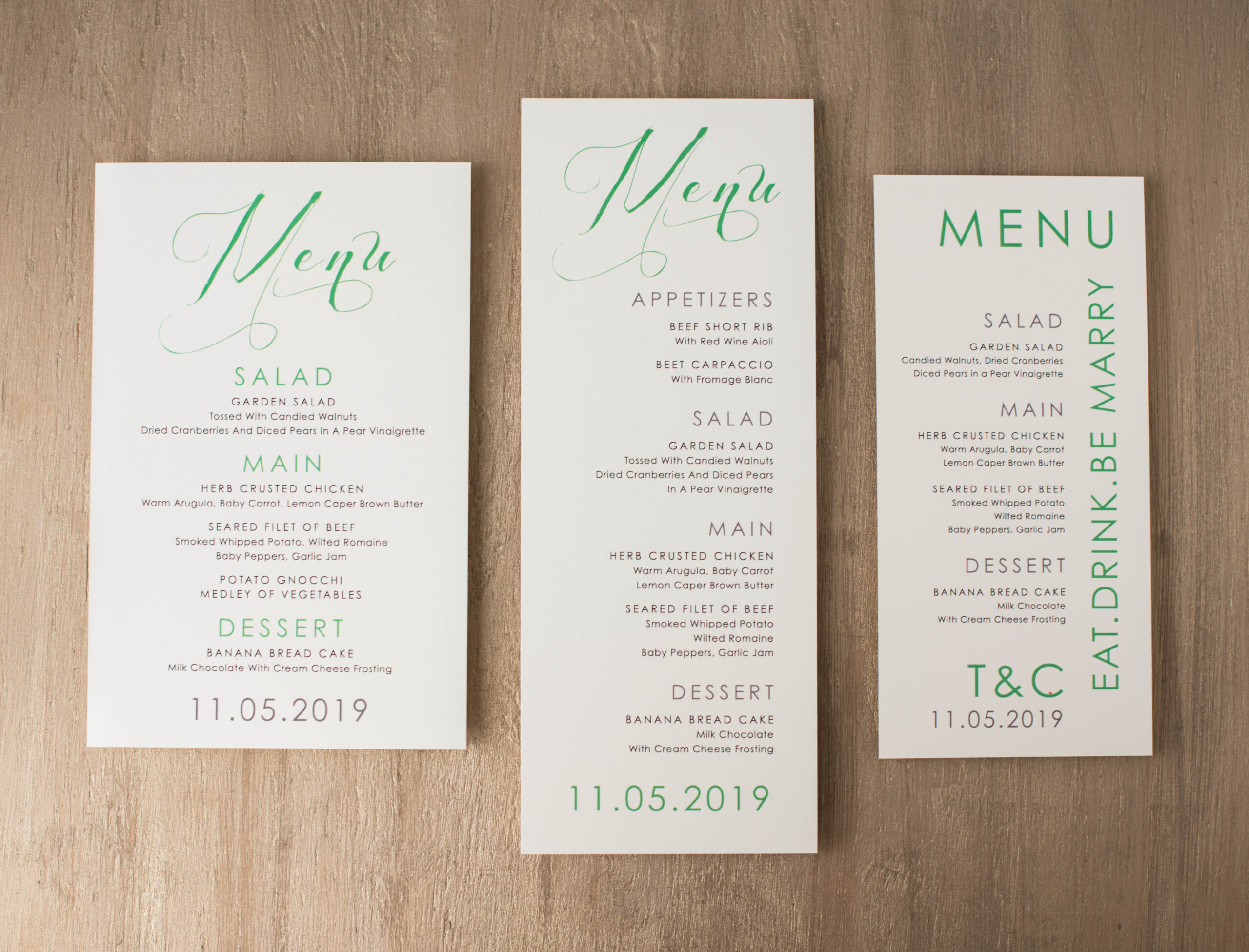 Mint Script Customizable Flat Elegant Green Wedding Menus | Beacon Lane