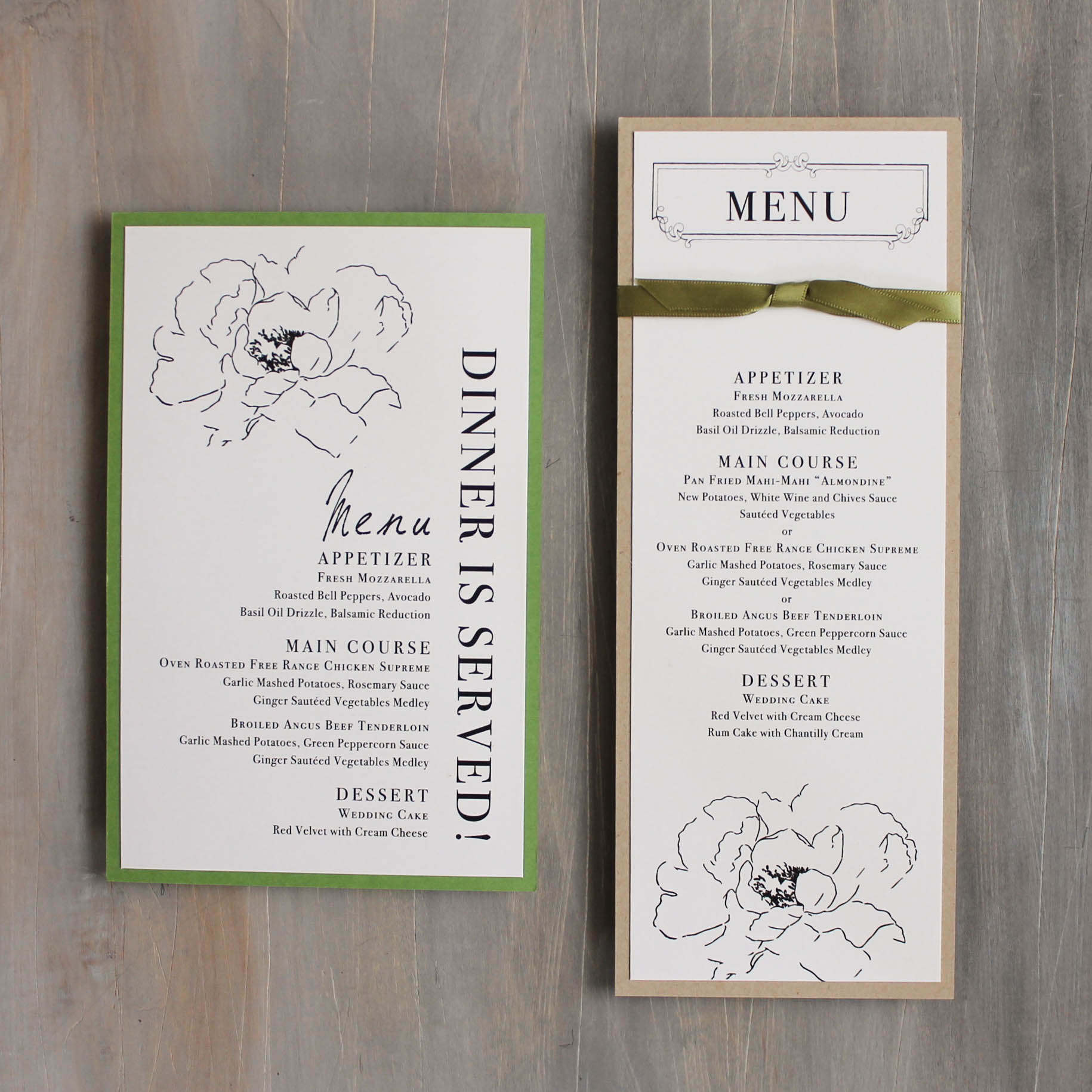 Simple Green Customizable Flat Mint Lace Wedding Menus | Beacon Lane