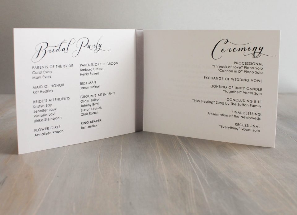 Black Script Customizable Modern Ceremony Booklets | Beacon Lane
