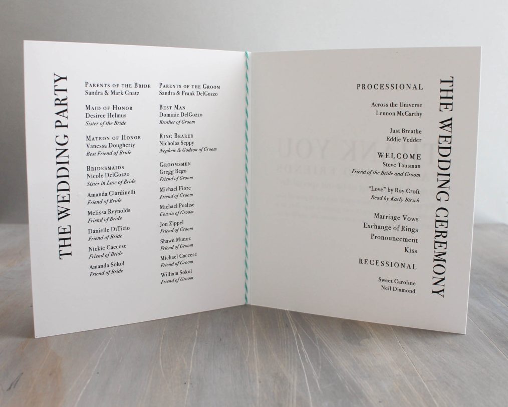 Simple Green Customizable Mint & White Ceremony Booklets | Beacon Lane