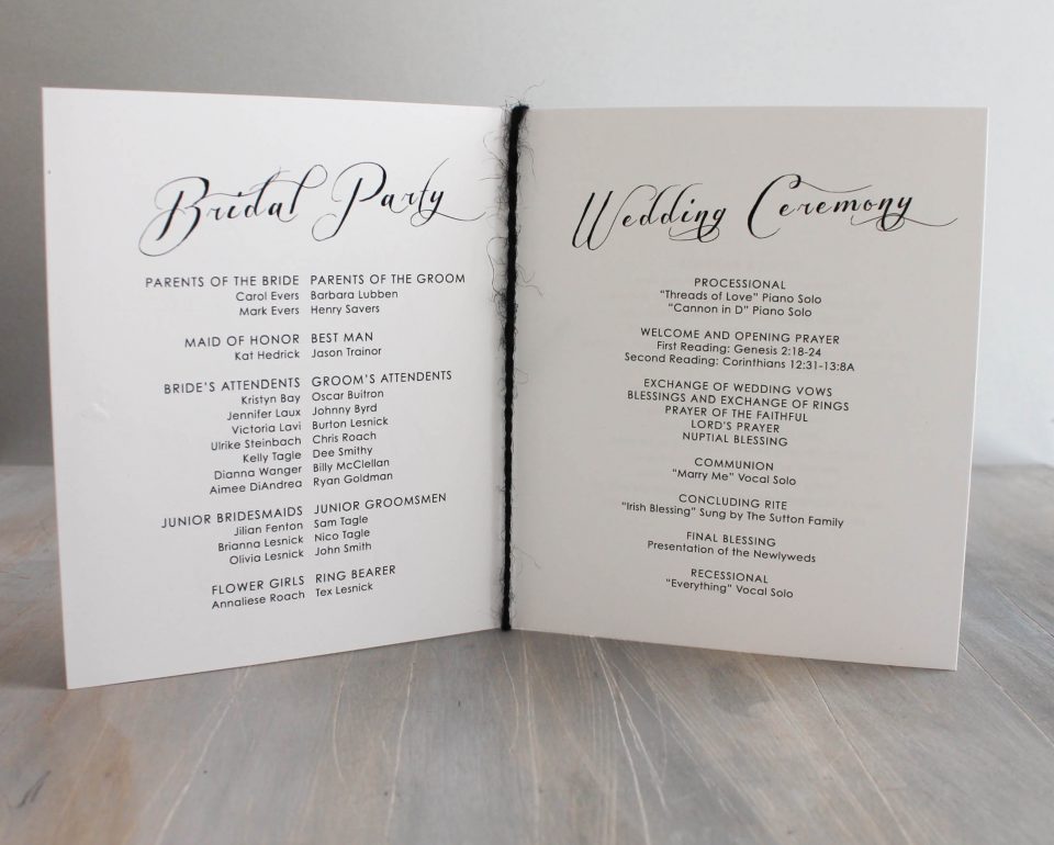 Black Script Customizable Modern Ceremony Booklets | Beacon Lane