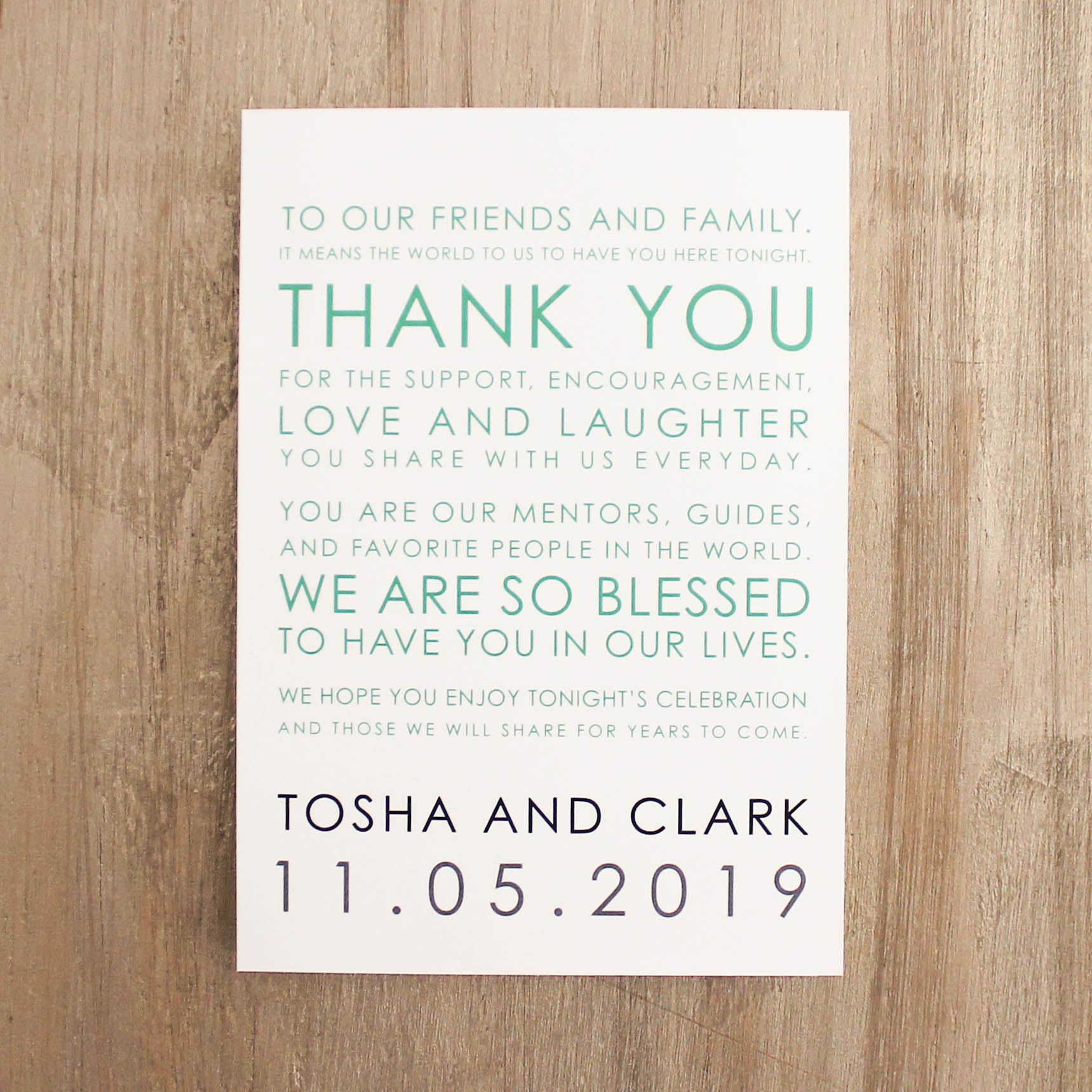 Mint Script Customizable Elegant Green Reception Thank Yous | Beacon Lane