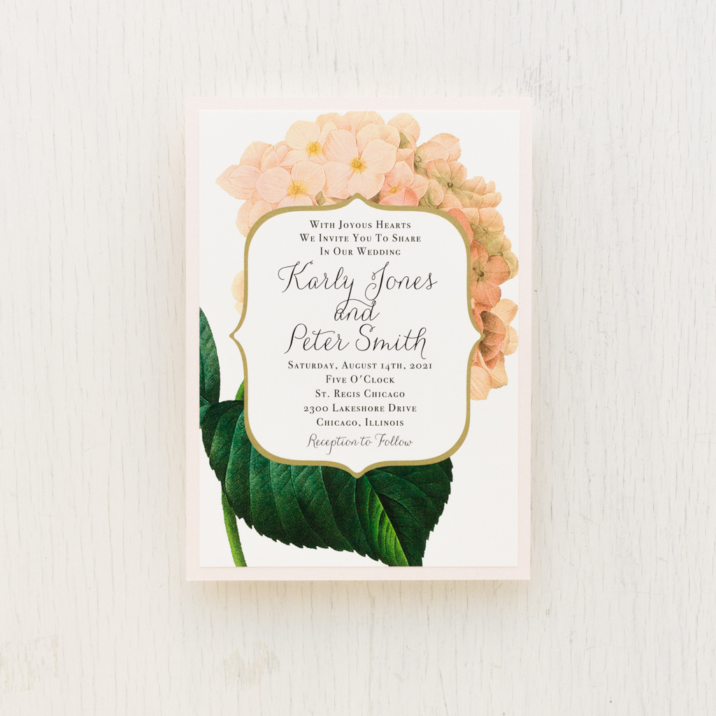 Blush Hydrangea Wedding Invitations | Beacon Lane