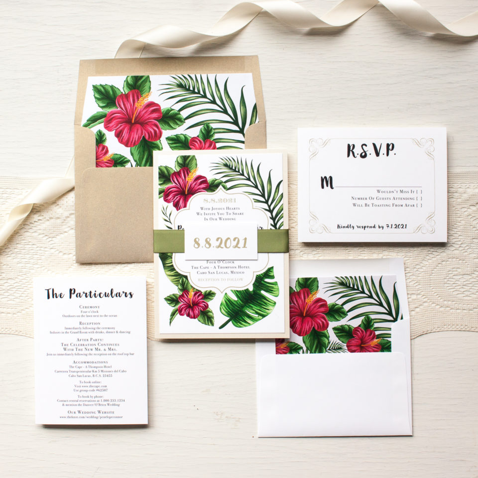 Tropical Floral Wedding Invitations | Beacon Lane