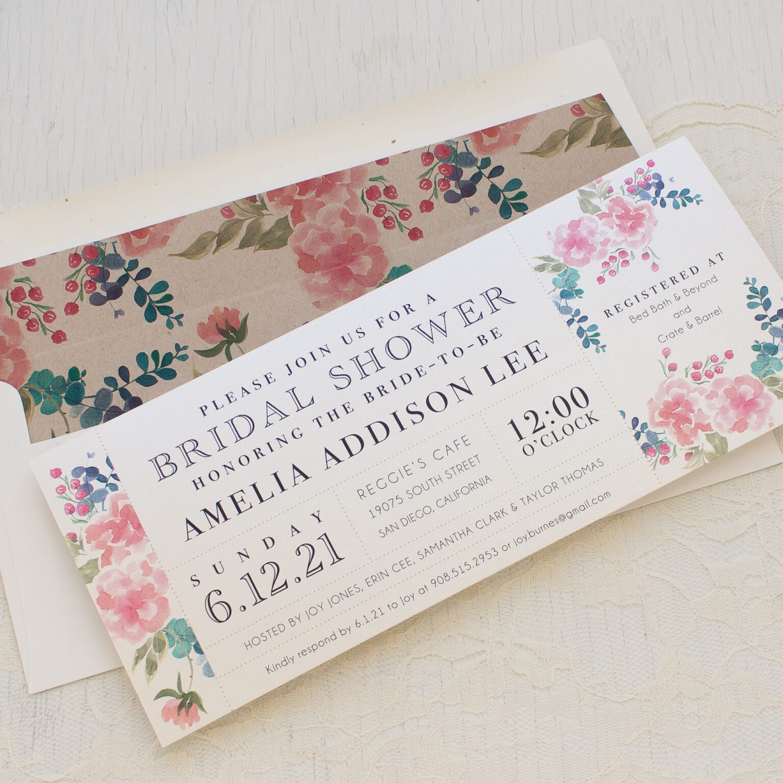 Spring Floral Bridal Shower Invitations | Beacon Lane