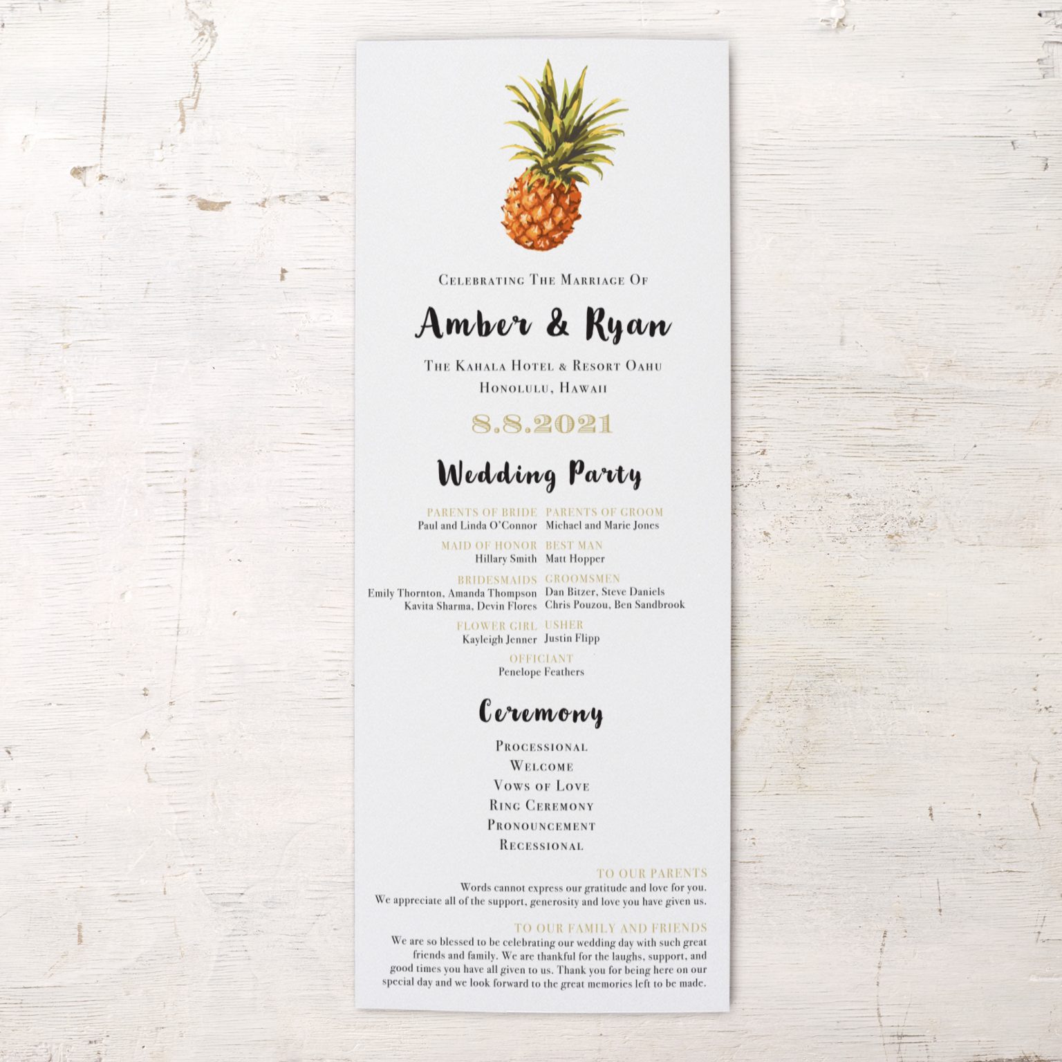 Pineapple Paradise Customizable Table Numbers | Beacon Lane