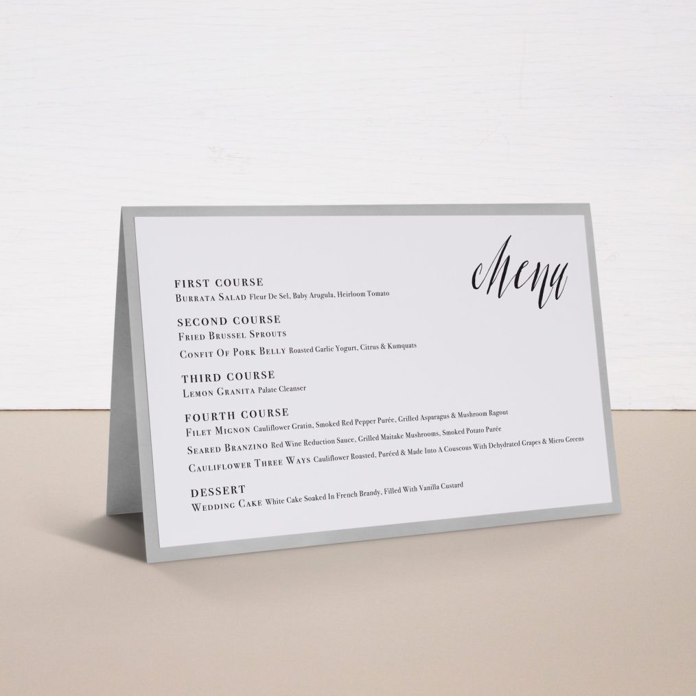 Modern Calligraphy Customizable Flat Simple Wedding Menus | Beacon Lane