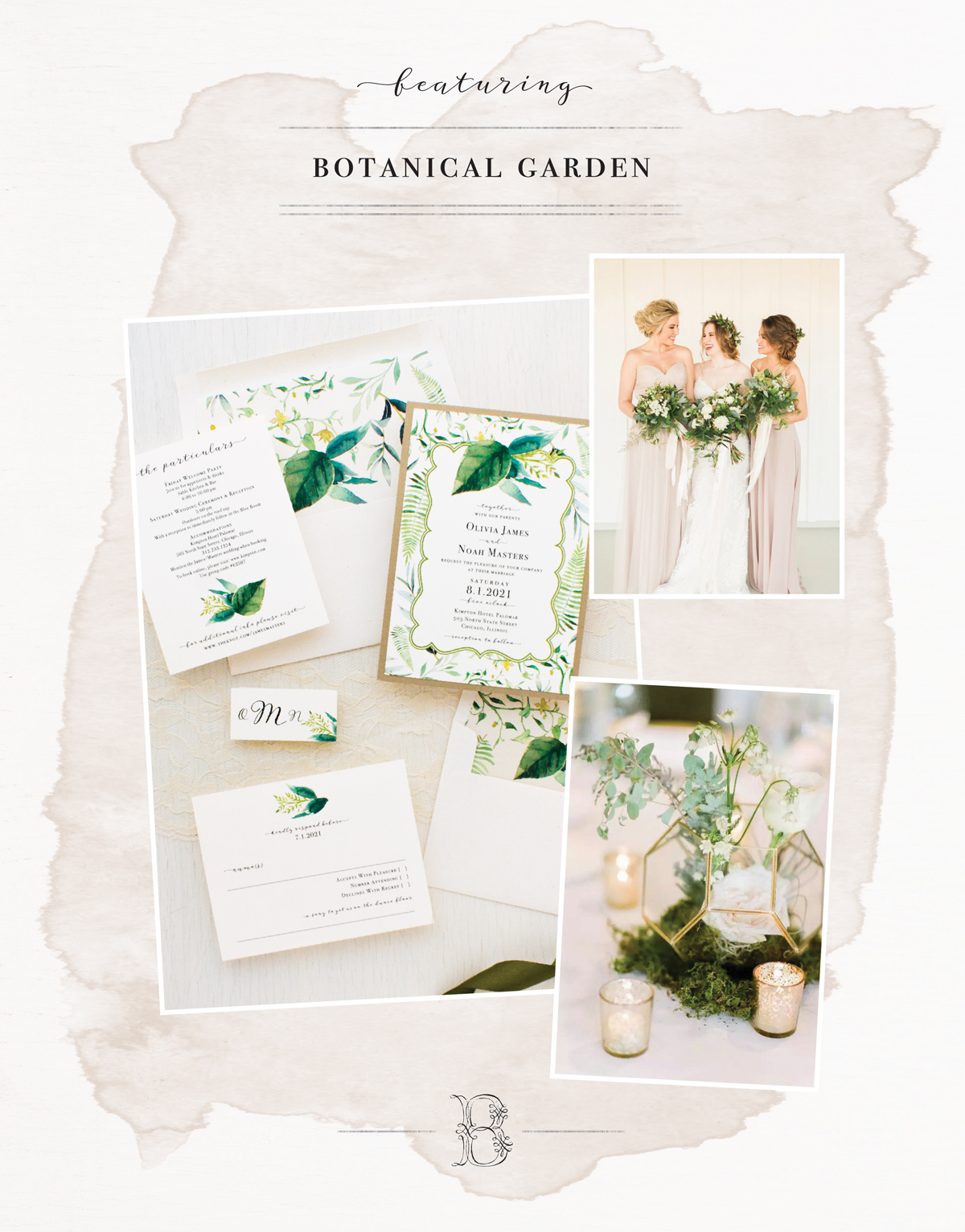 Simple Greenery and Gold Wedding Botanical Garden | Beacon Lane