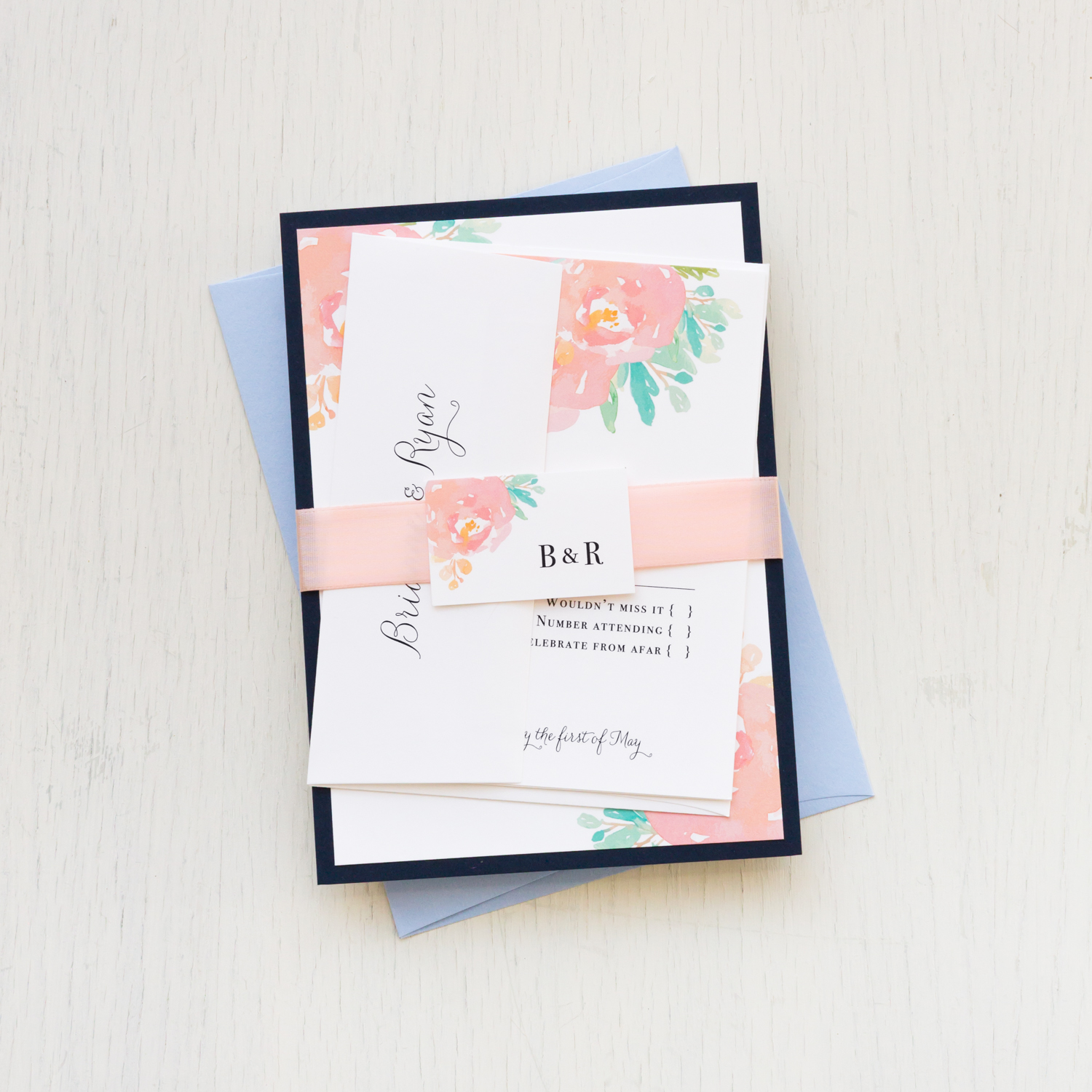 Pastel Watercolor Wedding Invitations | Simple Modern | Beacon Lane