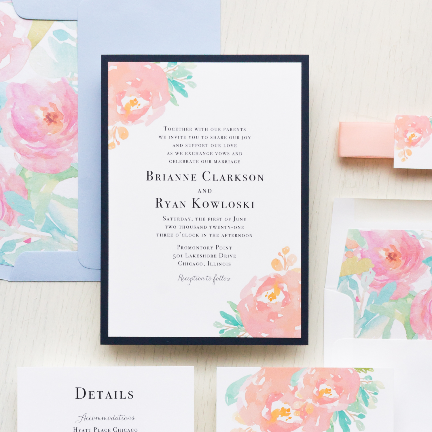 Pastel Watercolor Wedding Invitations | Simple Modern | Beacon Lane