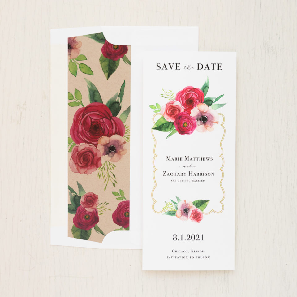 Red Rose Save the Dates | Beacon Lane Wedding Invitations