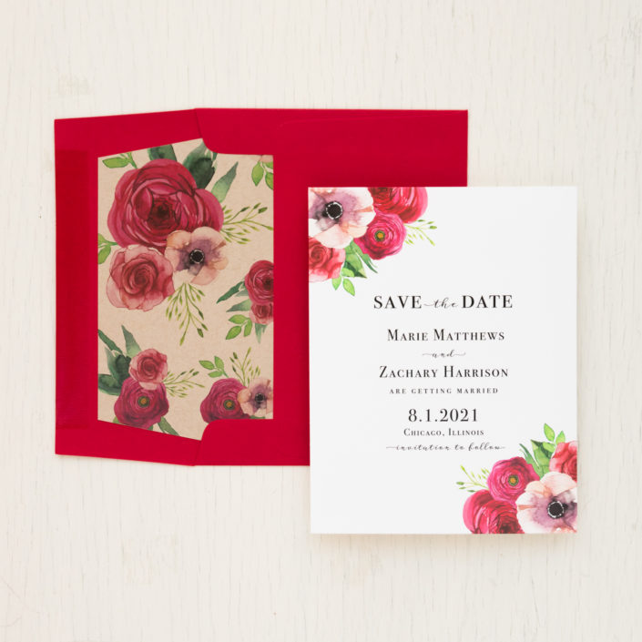 Red Rose Save the Dates | Beacon Lane Wedding Invitations