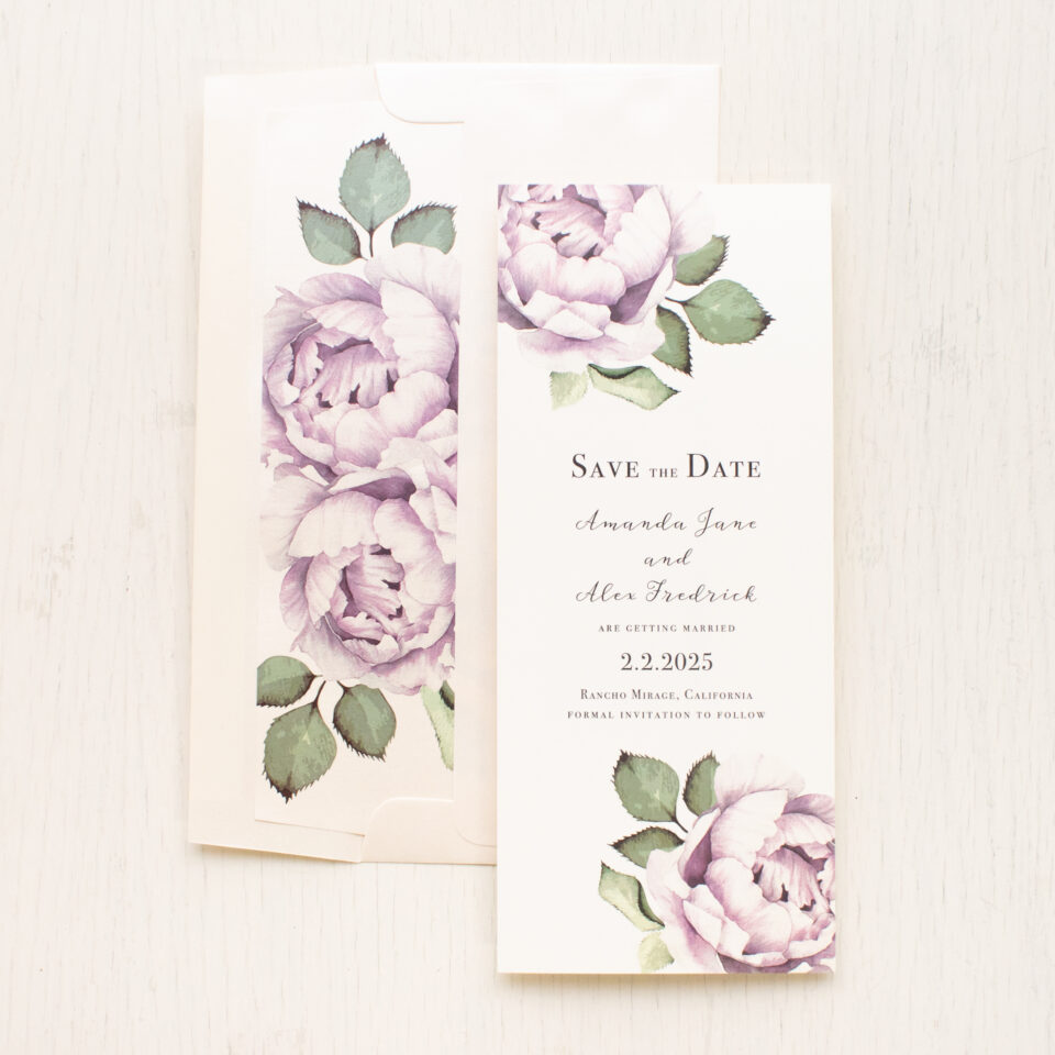 Simple Lilac Floral Wedding Invitations | Beacon Lane