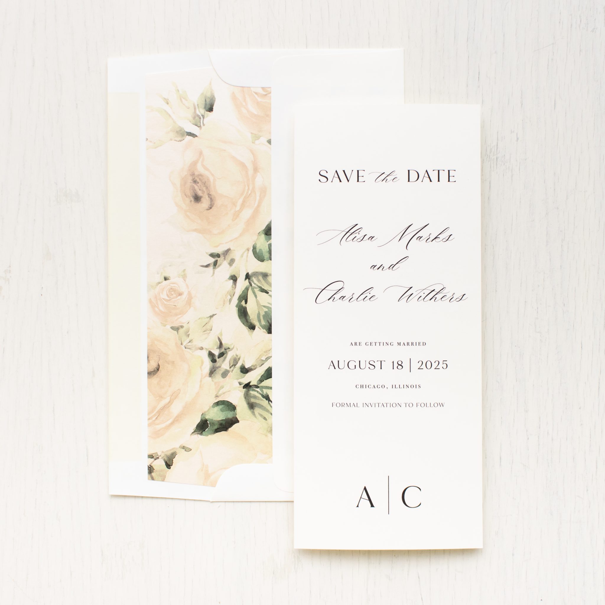 Ivory Greenery Save the Dates | Beacon Lane Wedding Invitations