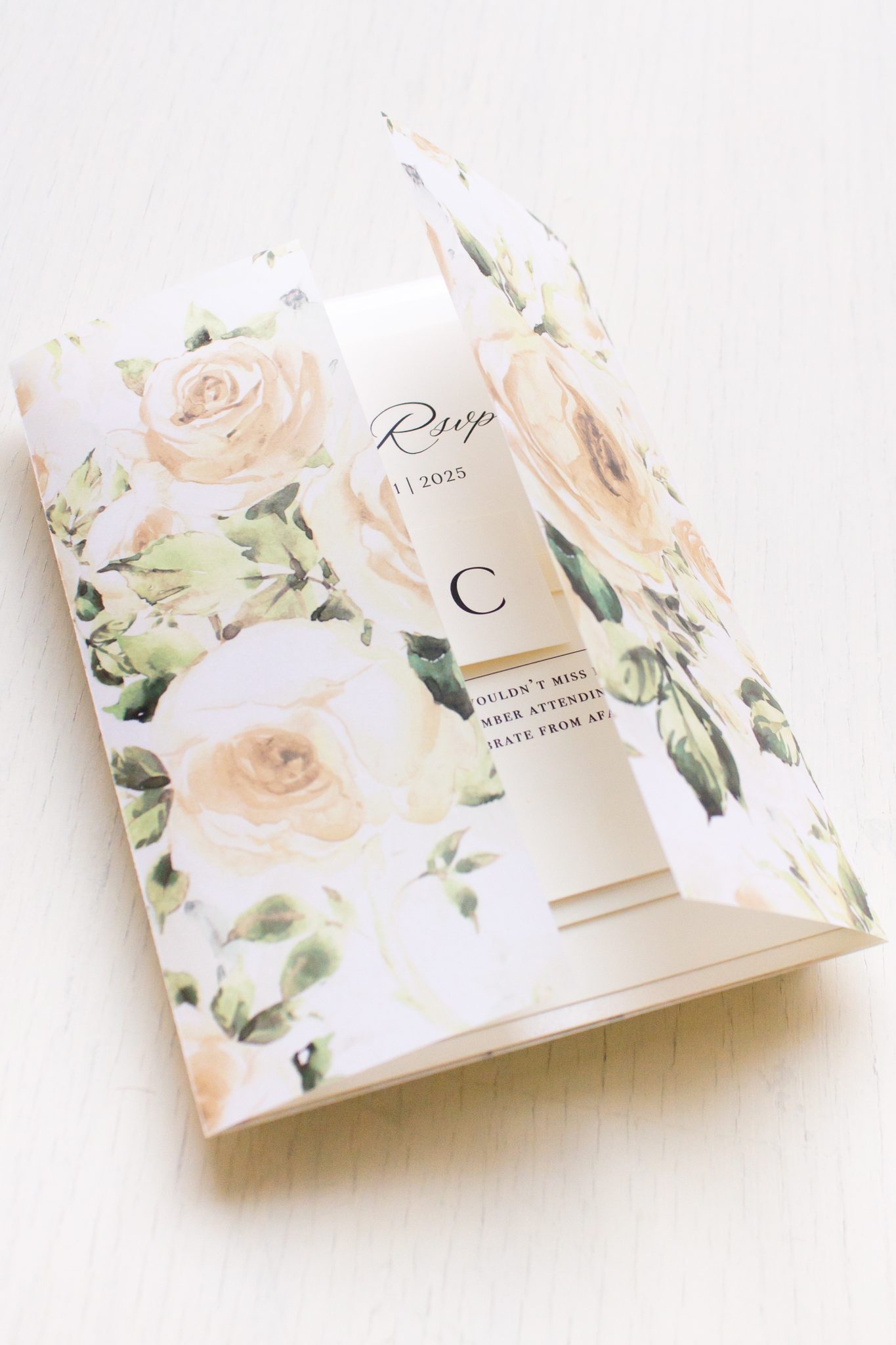 Ivory Greenery Vellum Wedding Invitations | Beacon Lane