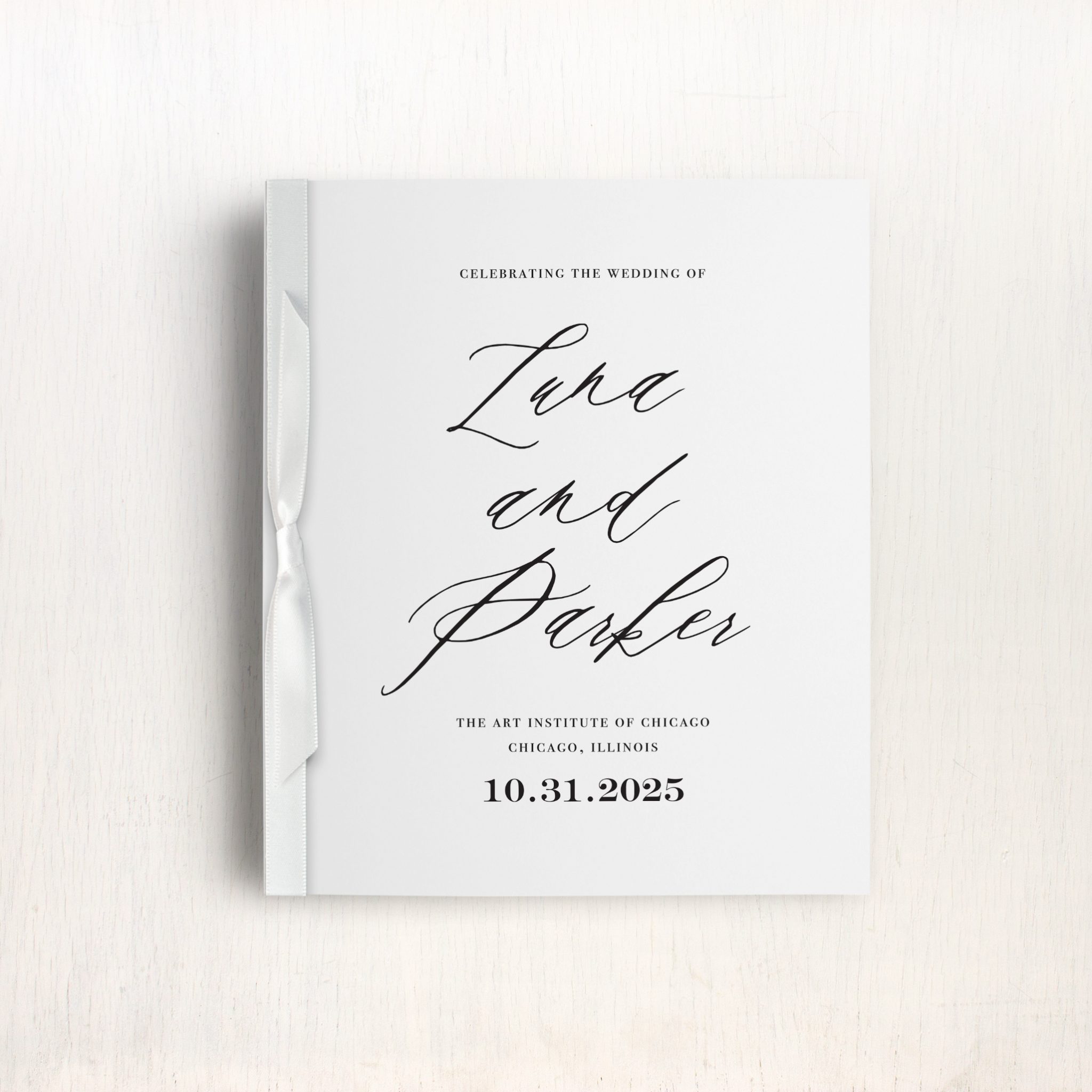 Black & White Type Ceremony Booklet | Beacon Lane Wedding Invitations