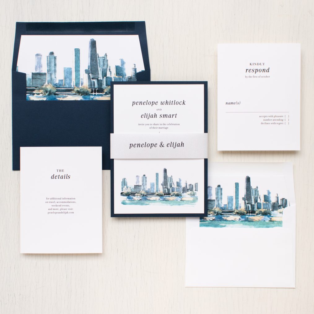 Chicago Lakefront Wedding Invitations | Beacon Lane