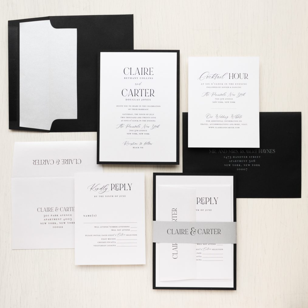 Elegant Black & White Wedding Invitations | Beacon Lane