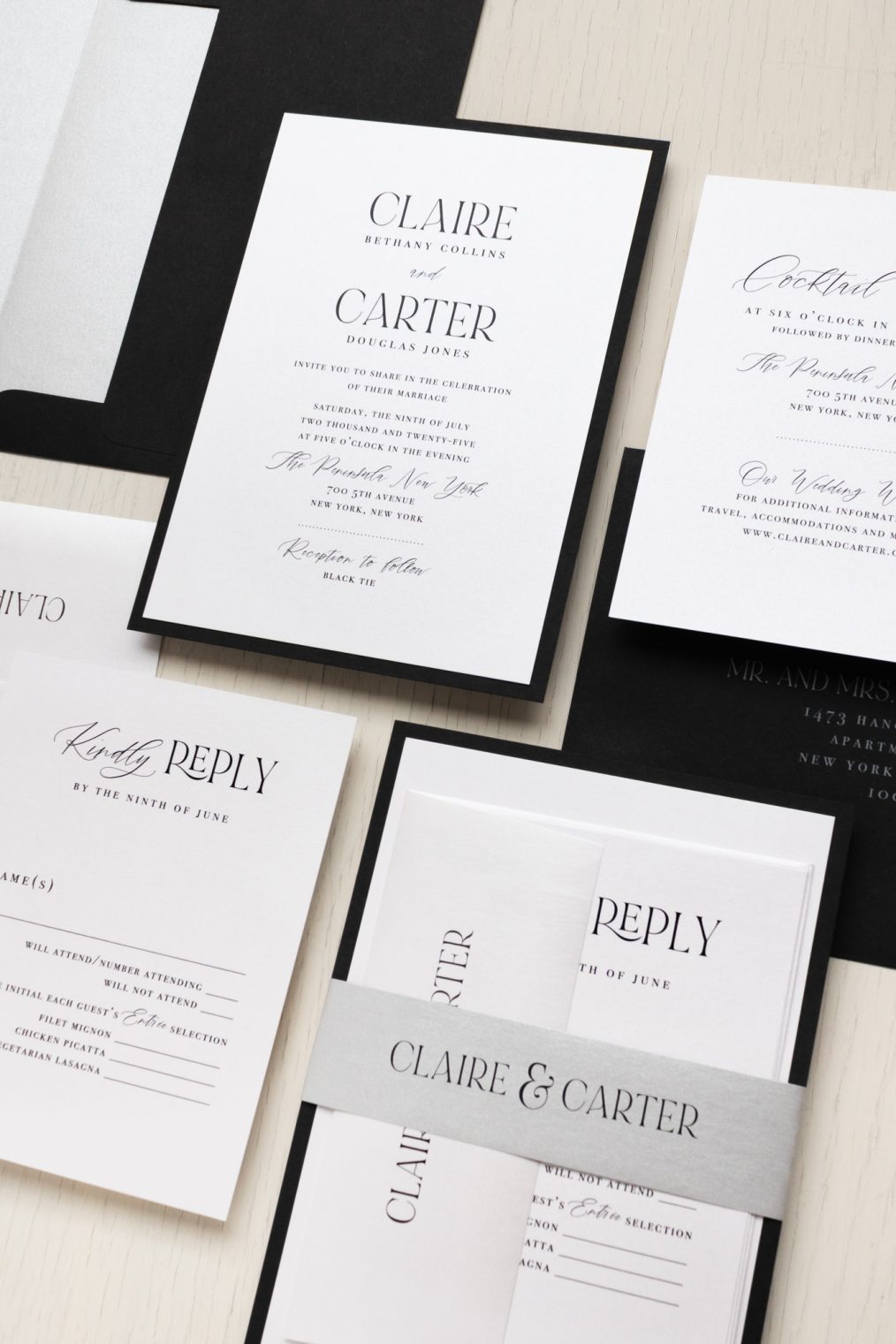 Elegant Black & White Wedding Invitations | Beacon Lane
