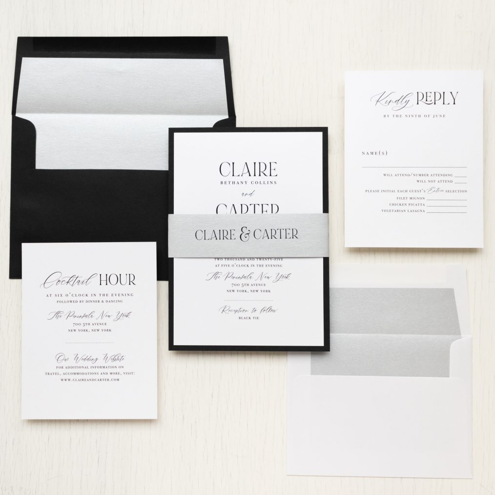 Elegant Black & White Wedding Invitations | Beacon Lane