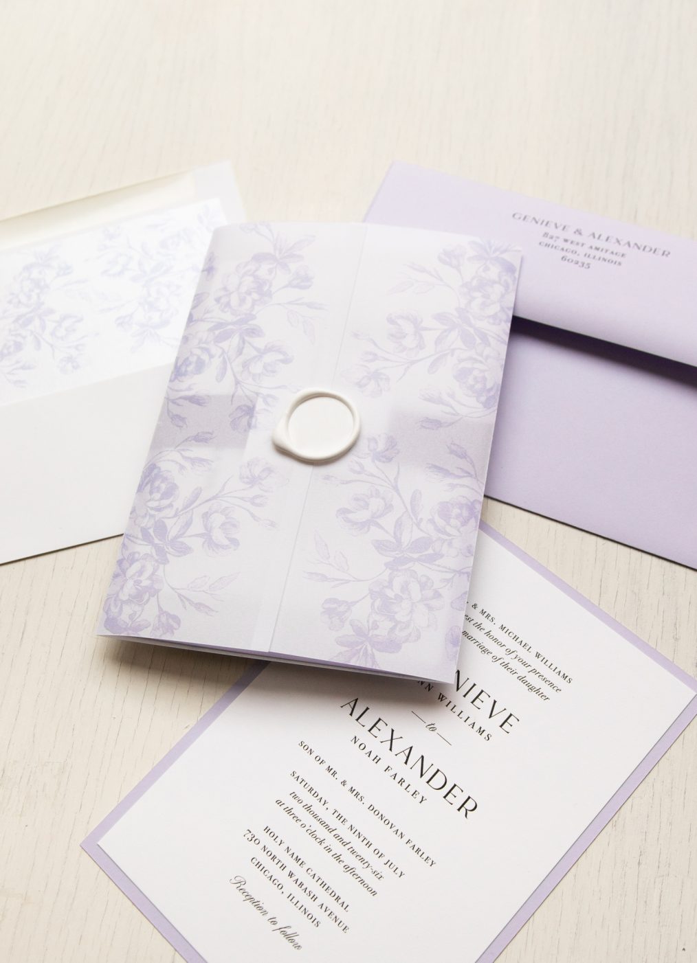 Simple Lilac Wedding Invitations | Beacon Lane