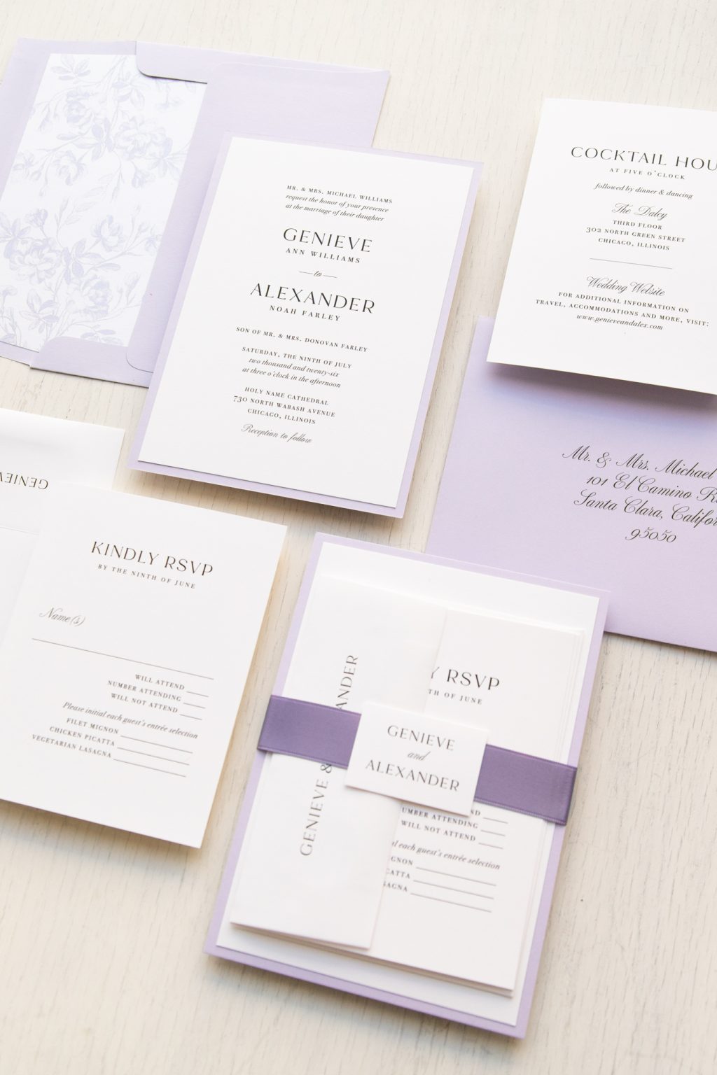 Simple Lilac Wedding Invitations | Beacon Lane