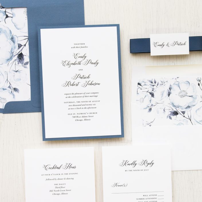 Steel Blue Wedding Invitations | Beacon Lane
