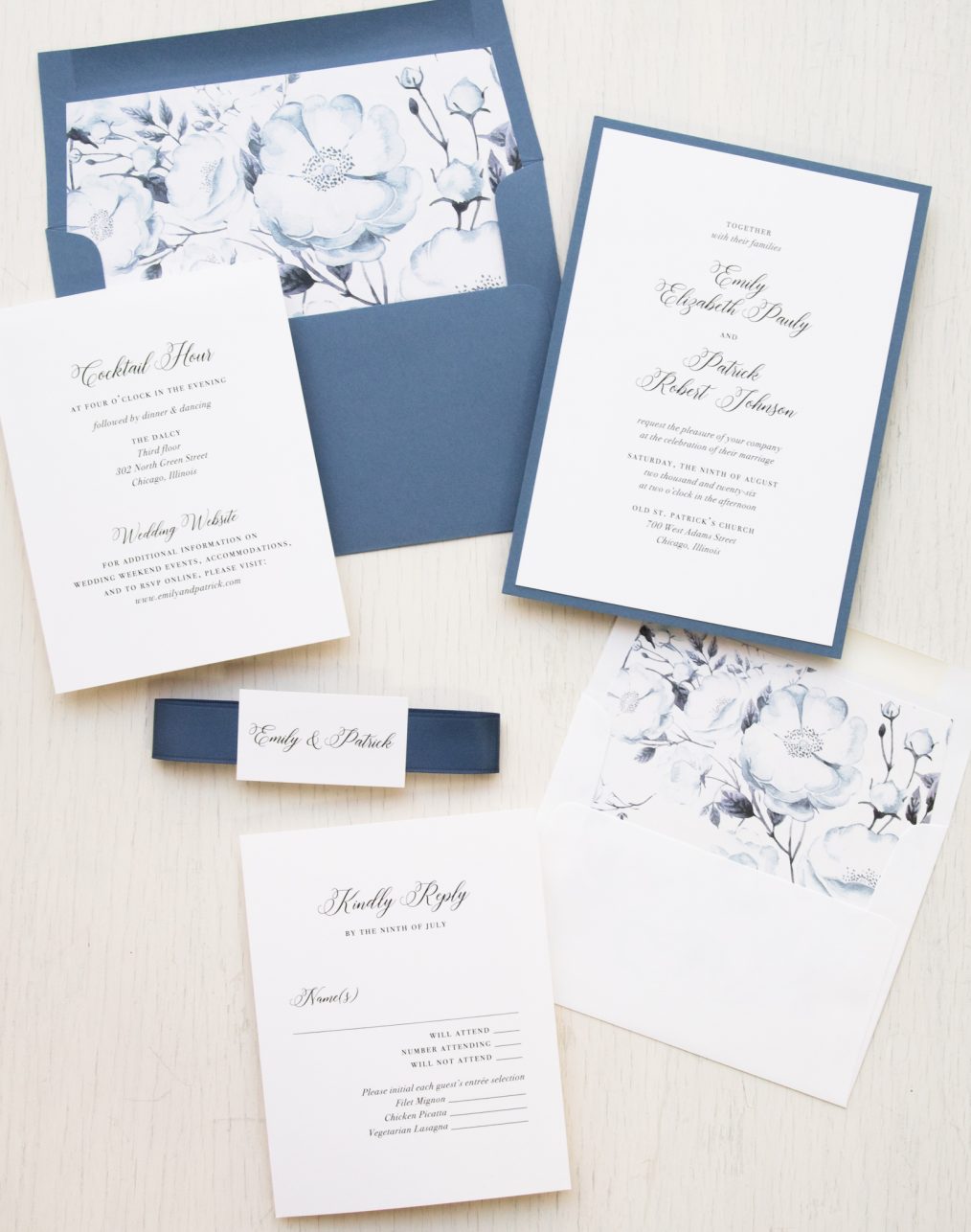 Steel Blue Wedding Invitations | Beacon Lane