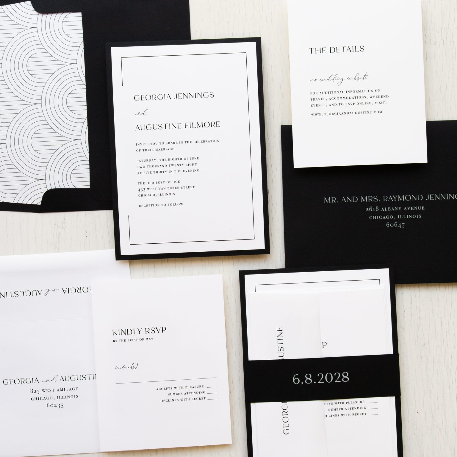 Black Geometric Wedding Invitations | Beacon Lane
