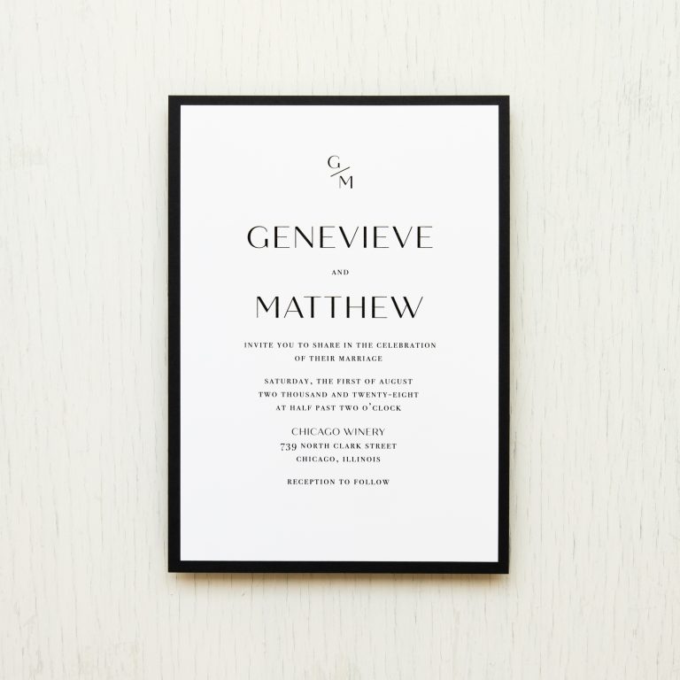 Minimalist Black Wedding Invitations | Beacon Lane