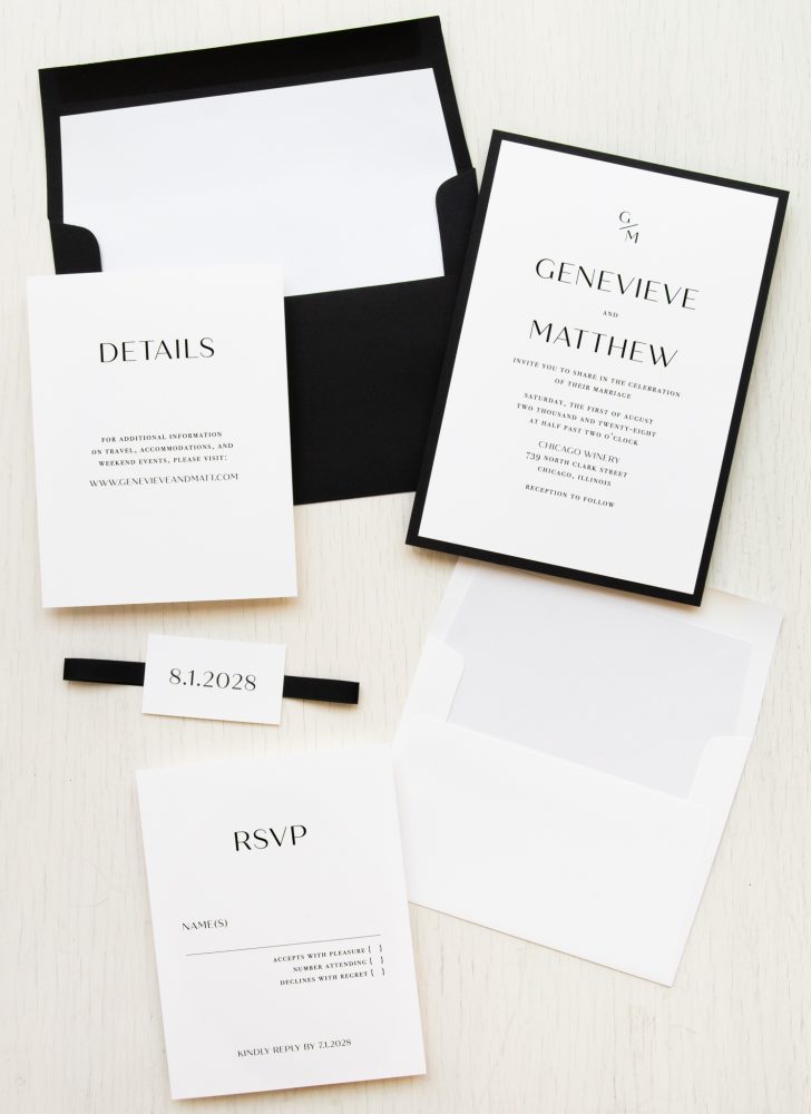 Minimalist Black Wedding Invitations | Beacon Lane
