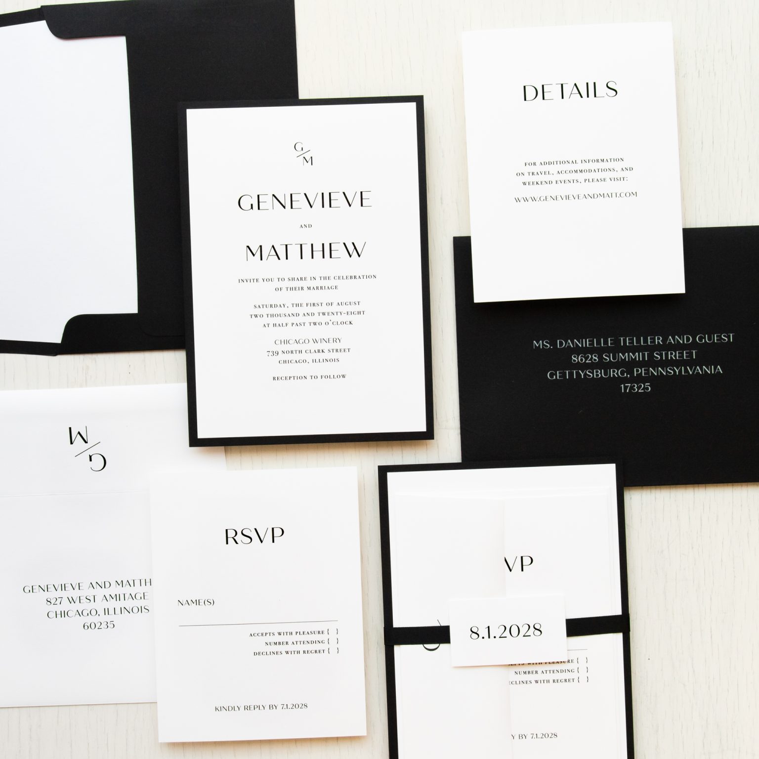 Minimalist Black Wedding Invitations | Beacon Lane