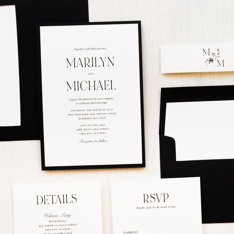 Black & Ivory Wedding Invitations | Beacon Lane