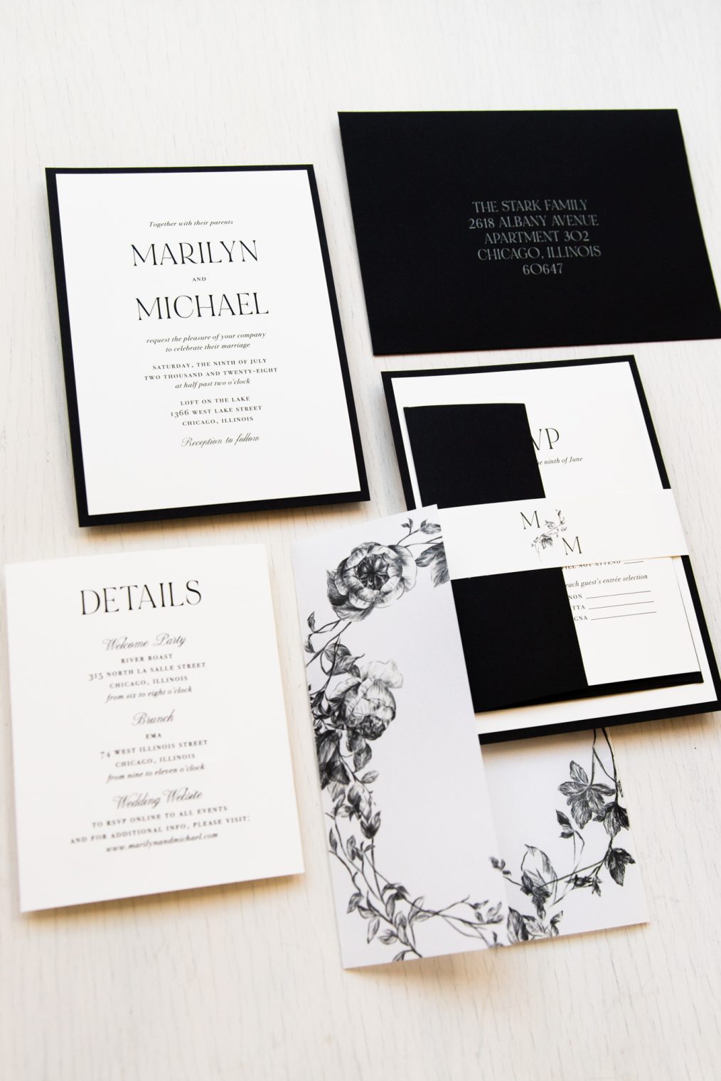 Black & Ivory Wedding Invitations | Beacon Lane