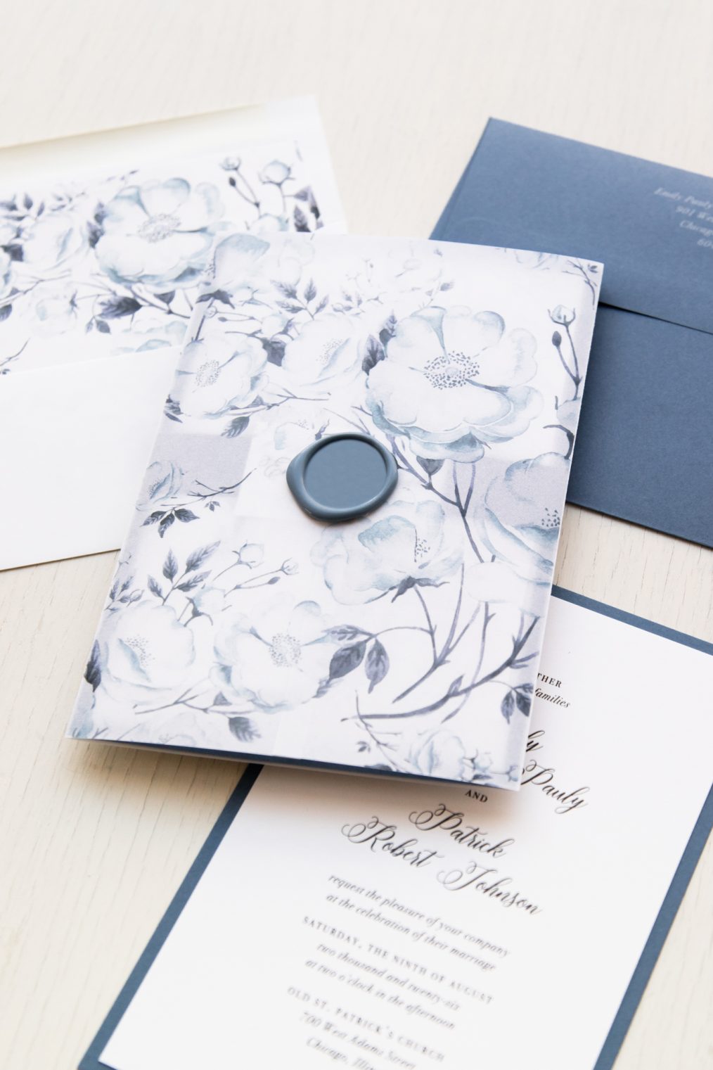 Steel Blue Wedding Invitations | Beacon Lane