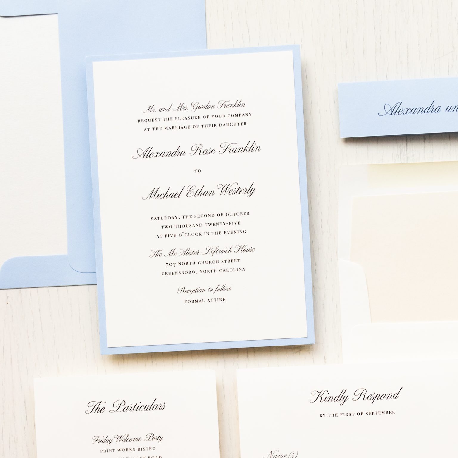 Elegant Pale Blue Wedding Invitations | Beacon Lane