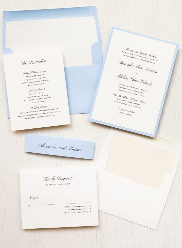 Elegant Pale Blue Wedding Invitations | Beacon Lane