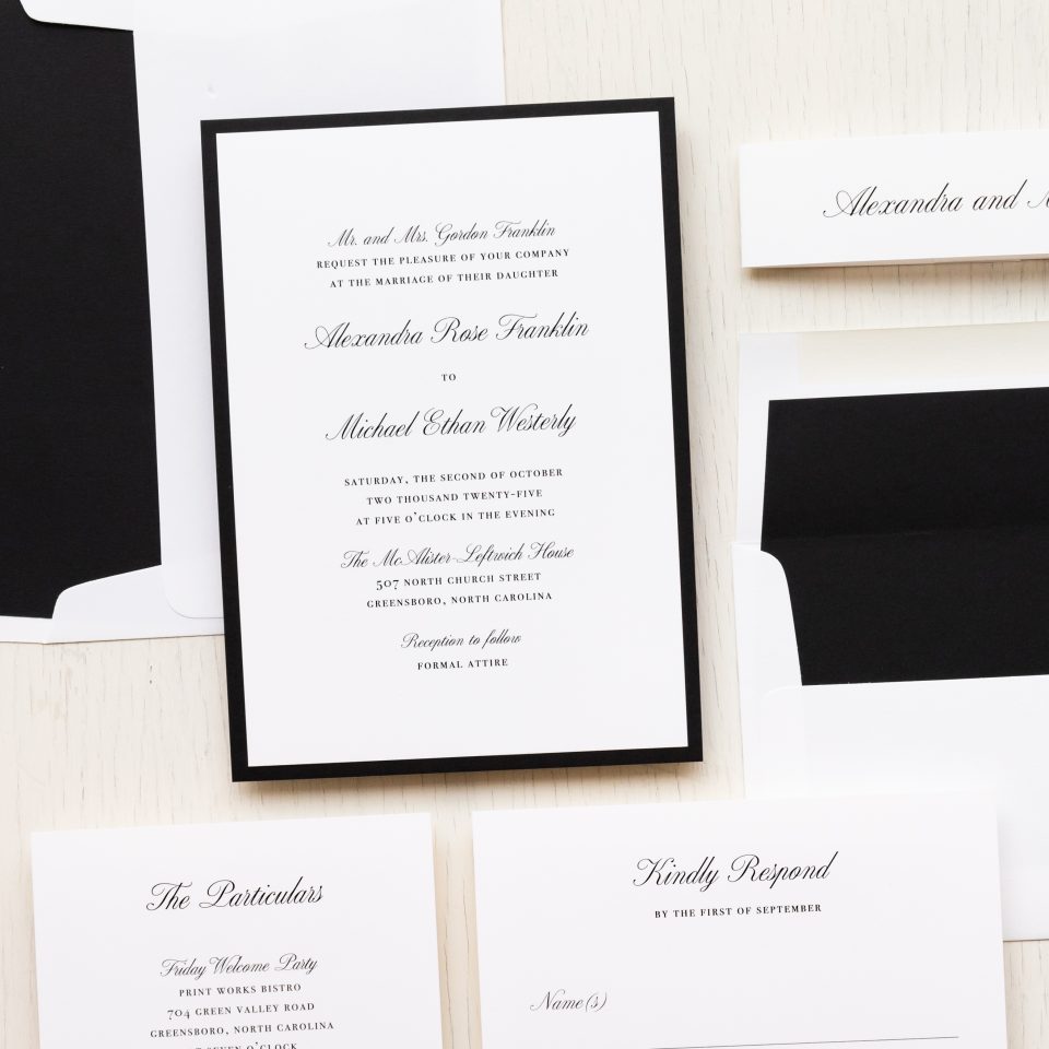 Elegant Black & White Wedding Invitations | Beacon Lane
