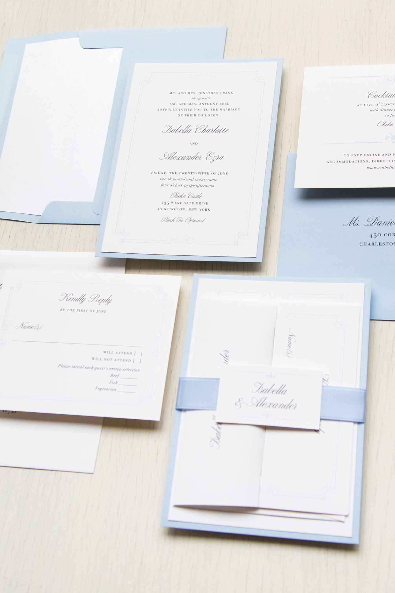 Elegant Blue Wedding Invitations | Fields of Plum | Beacon Lane