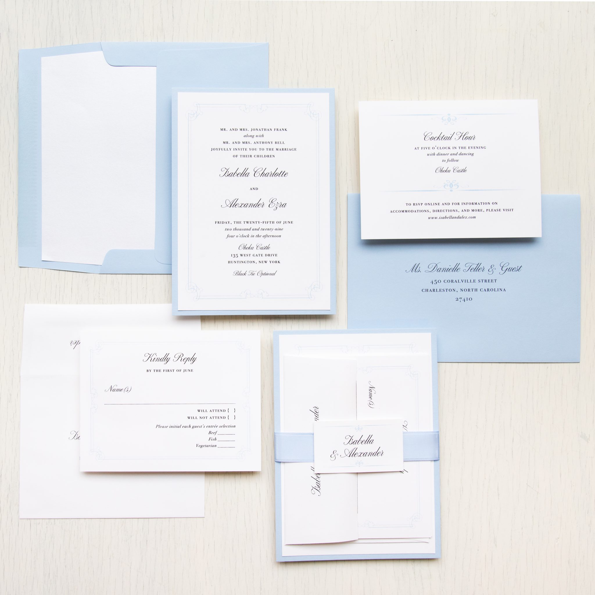Elegant Blue Wedding Invitations | Fields of Plum | Beacon Lane