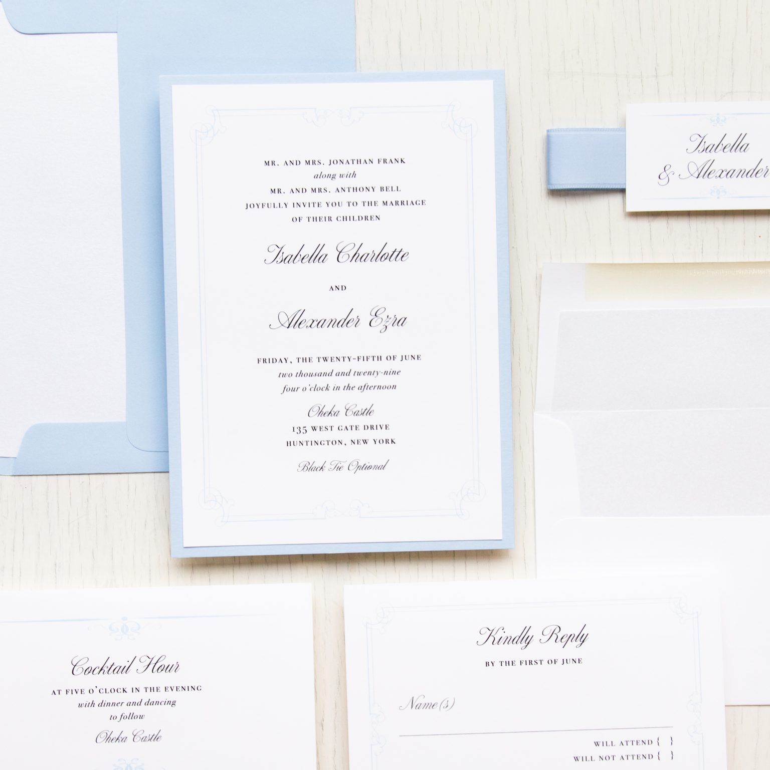 Elegant Blue Wedding Invitations | Fields of Plum | Beacon Lane