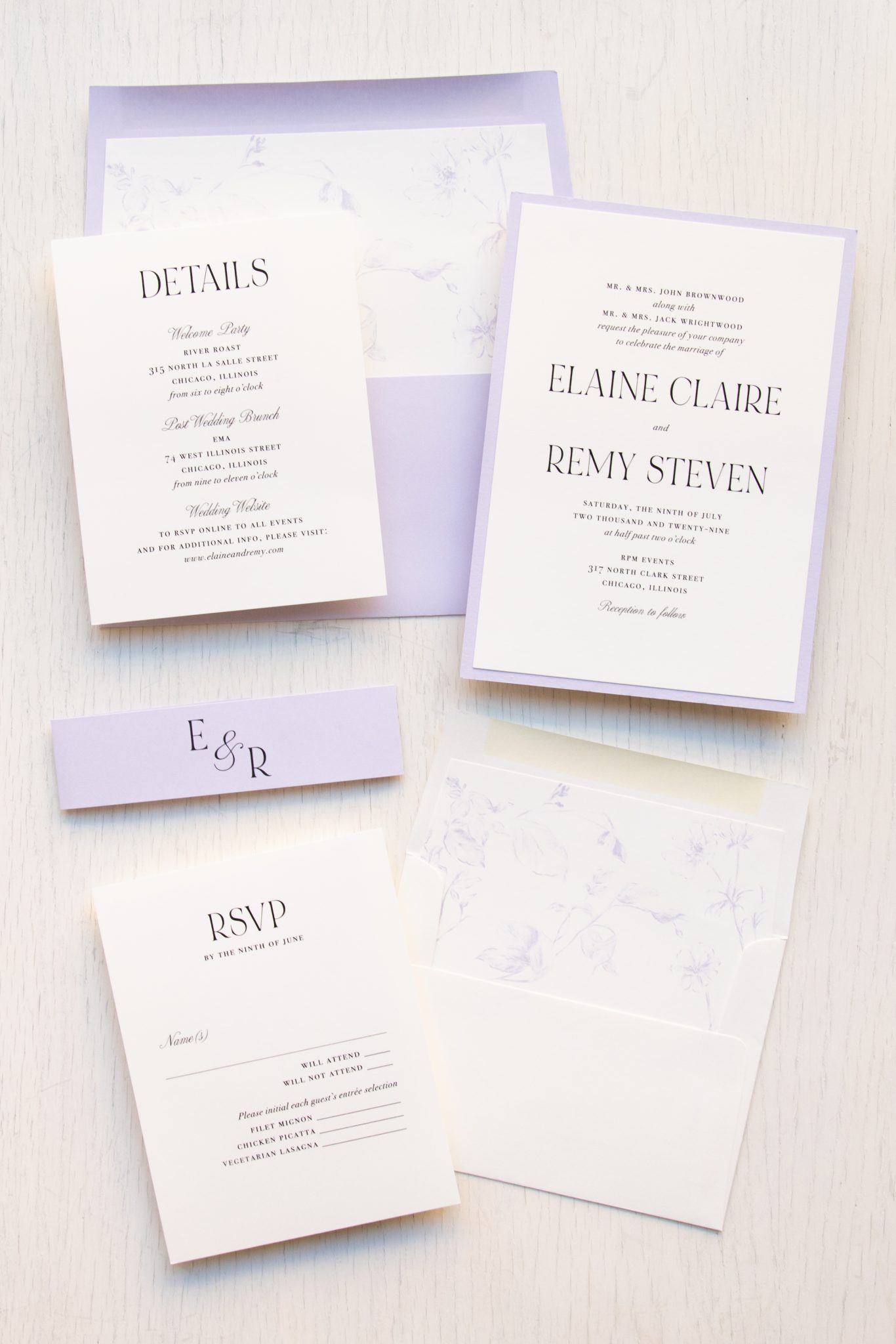 Lilac Wedding Invitations | Fields of Plum | Beacon Lane