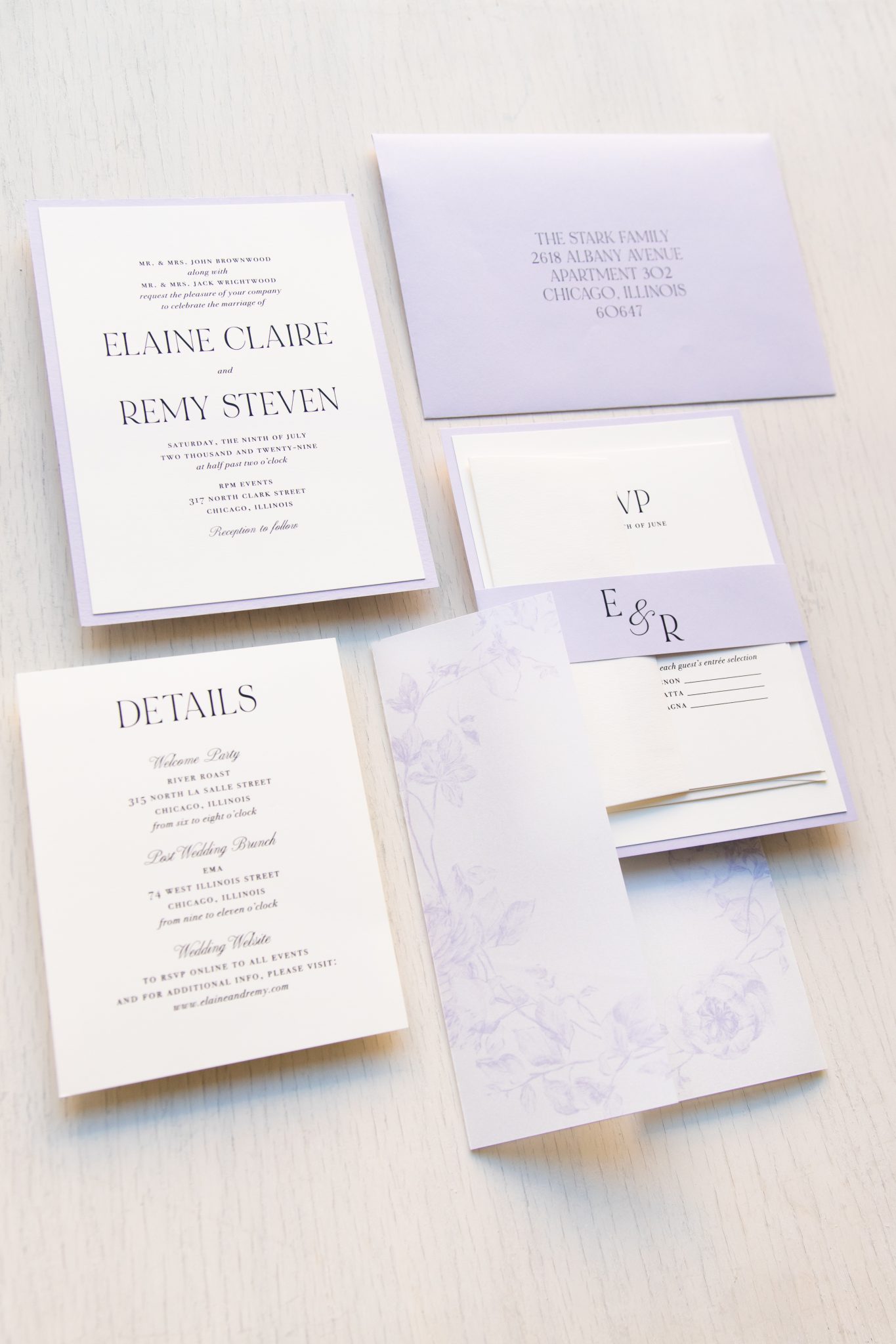 Lilac Wedding Invitations | Fields of Plum | Beacon Lane