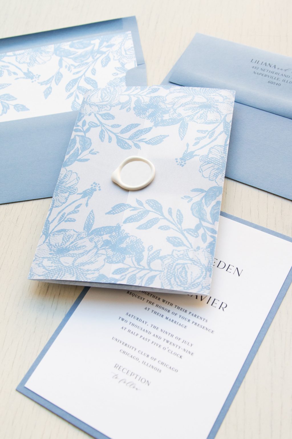 Powder Blue Wedding Invitations | Fields of Plum | Beacon Lane